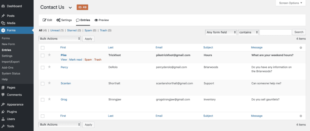 Entries List Page - Gravity Forms Documentation Entries List Page - Gravity Forms Documentation