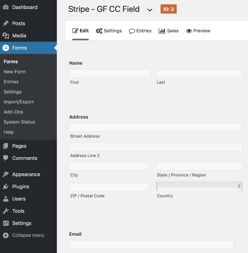 Setting Up a Stripe Compatible Form - Gravity Forms