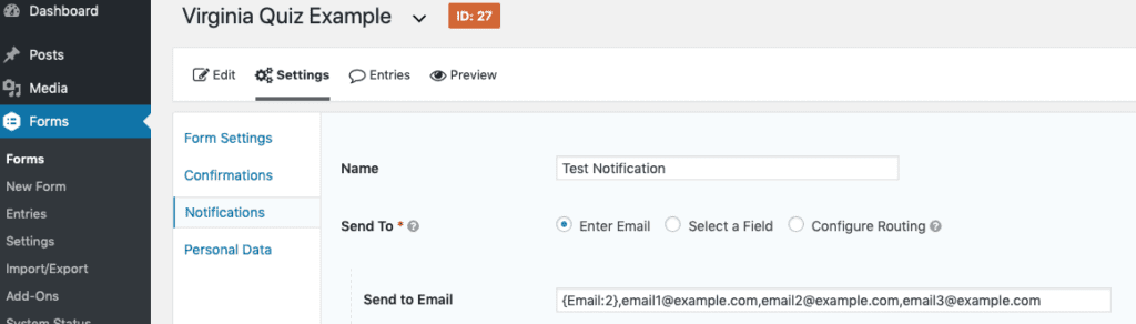 Sending Notifications To Multiple Recipients- Gravity Forms
