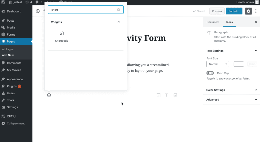 Creating a Form Shortcode - Gravity Forms Documentation