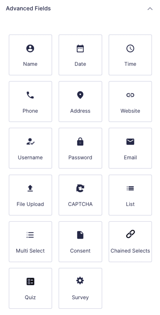Fields Available for Forms - Gravity Forms Documentation