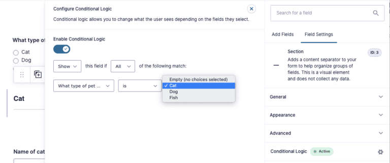 Enabling Conditional Logic For A Field - Gravity Forms Documentation