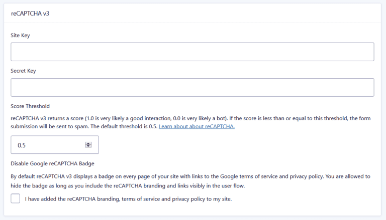 reCAPTCHA Add-On Settings Reference - Gravity Forms Documentation