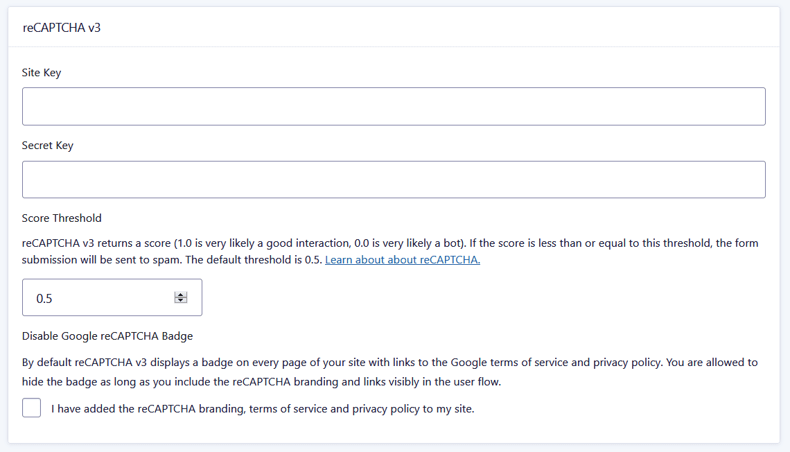 reCAPTCHA Add-On Settings Reference - Gravity Forms Documentation