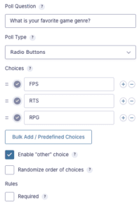 Setting Up A Sample Poll Form - Gravity Forms Documentation