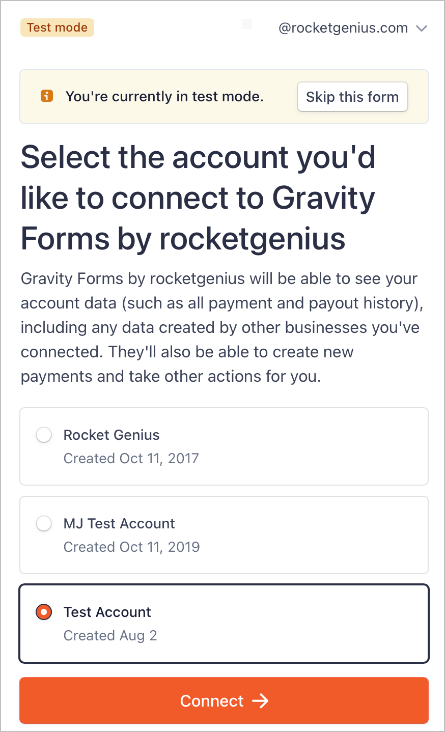 Connect to Stripe: Live/Test - Gravity Guide