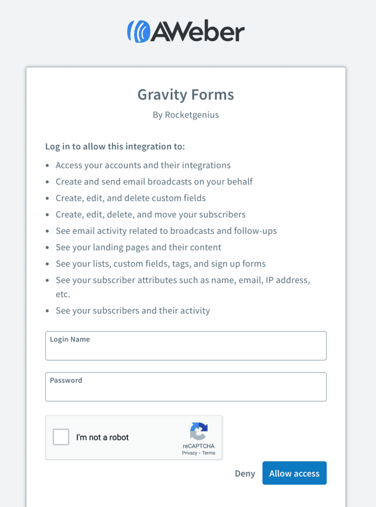 Setting Up the AWeber Add-On - Gravity Forms Documentation