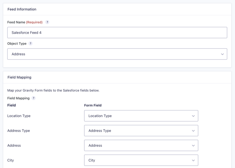 Creating a Feed for the Salesforce Add-On - Gravity Forms Documentation