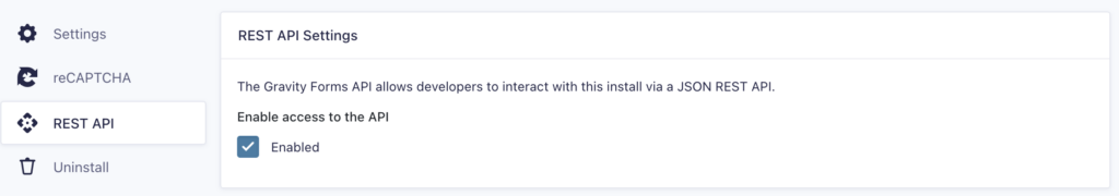 Gravity Forms REST API Settings - Gravity Forms Documentation Gravity Forms REST API Settings - Gravity Forms Documentation