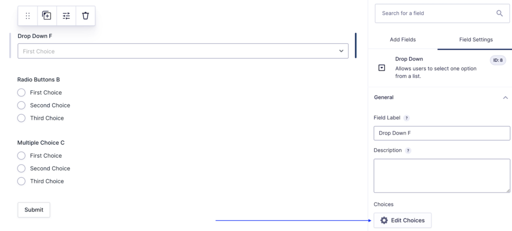 Edit Choices Flyout - Gravity Forms Documentation