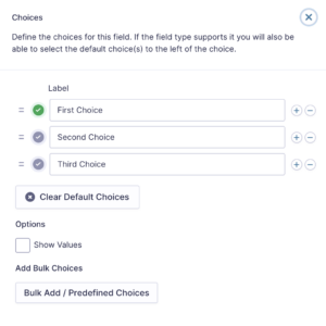 Multiple Choice Field - Gravity Forms Documentation