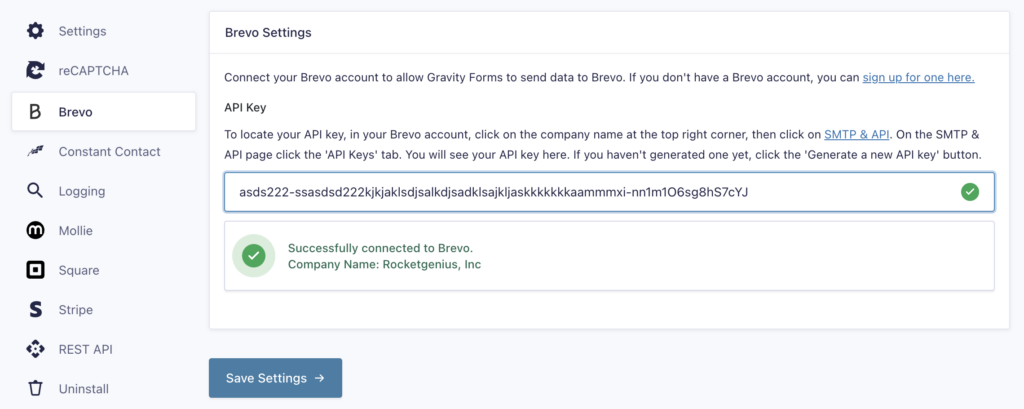 Setting Up The Brevo Add-On - Gravity Forms Documentation