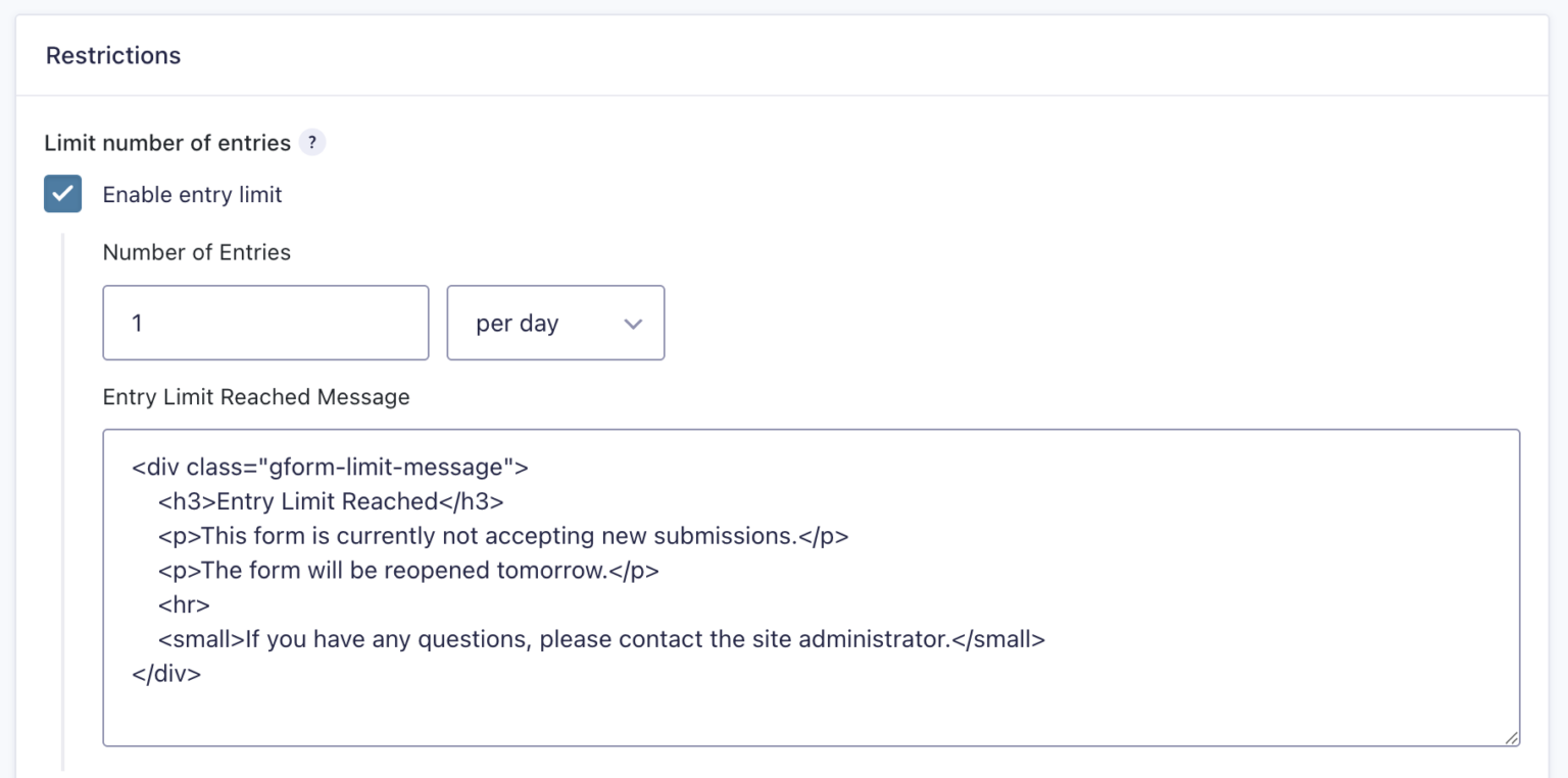 Understanding Entry Limits in Gravity Forms - Gravity Forms Documentation