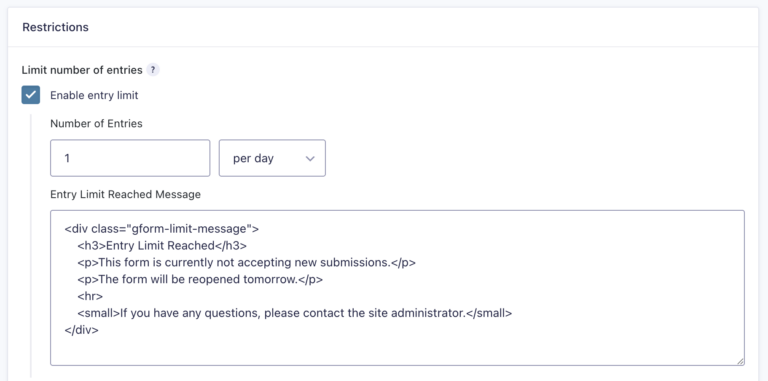 Understanding Entry Limits in Gravity Forms - Gravity Forms Documentation