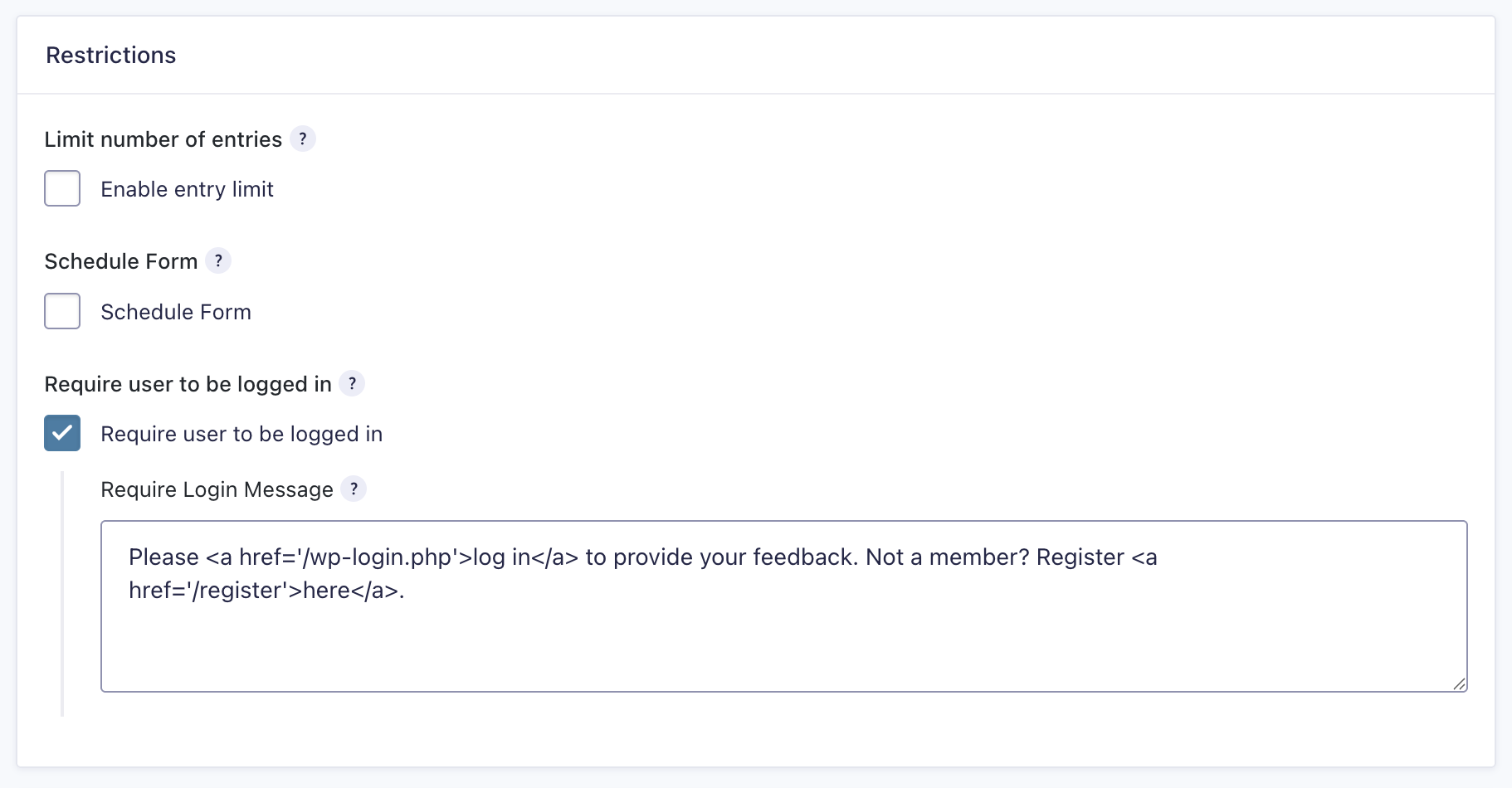How To Restrict Forms To Logged In Users - Gravity Forms Documentation