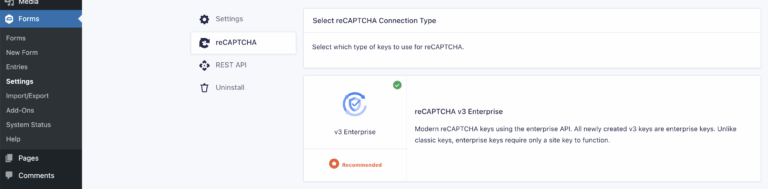 Setting up the reCAPTCHA Add-On - Gravity Forms Documentation