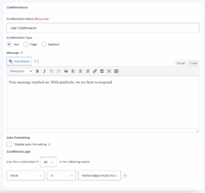 Configuring Confirmations in Gravity Forms - Gravity Forms Documentation