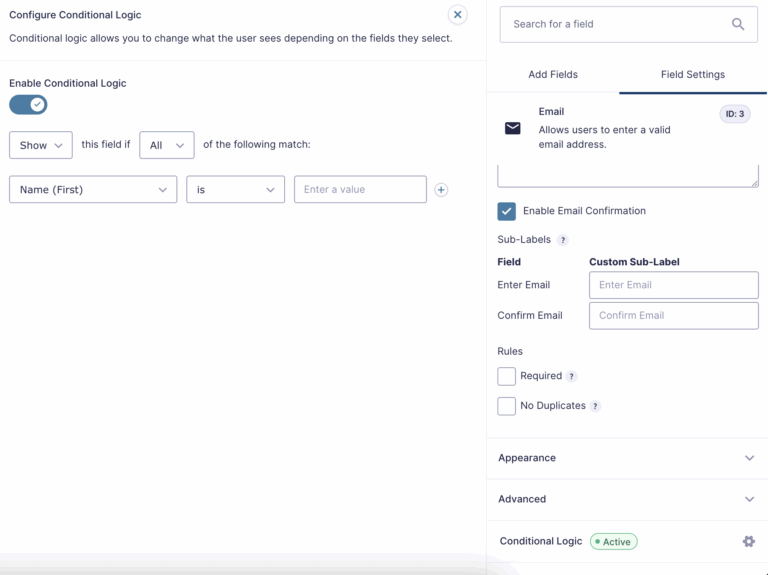 Enabling Conditional Logic For Fields - Gravity Forms Documentation